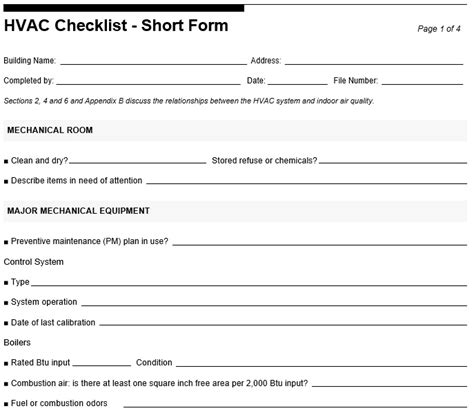 Hvac Preventive Maintenance Checklist Template