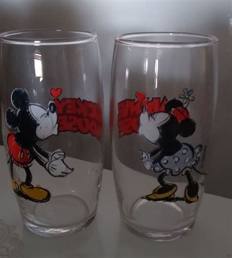 Conjunto de Copo de Vidro da Minie e do Mickey Móvel de Cozinha Nunca