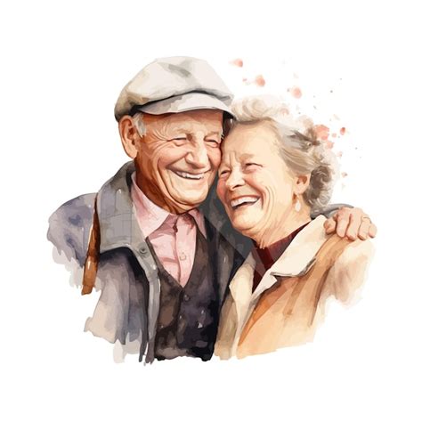 Premium Vector Happy Elderly Couple Watercolor Vector Illustration Design