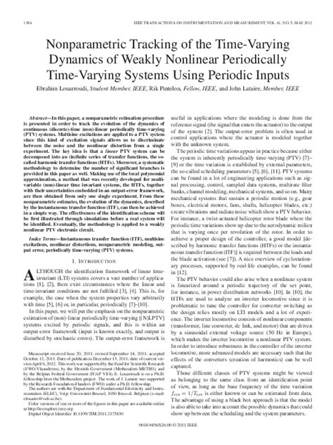 pdf nonparametric tracking of the time varying dynamics of weakly nonlinear periodically time