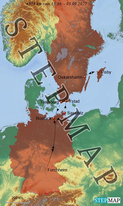 StepMap Fähren nach Schweden Landkarte für Skandinavien