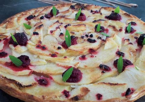 La Recette Pas à Pas Tarte fine aux pommes et framboises Babecook