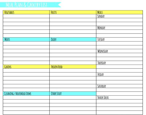 Excel Grocery List Template
