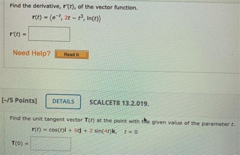 solved find the derivative r t of the vector function