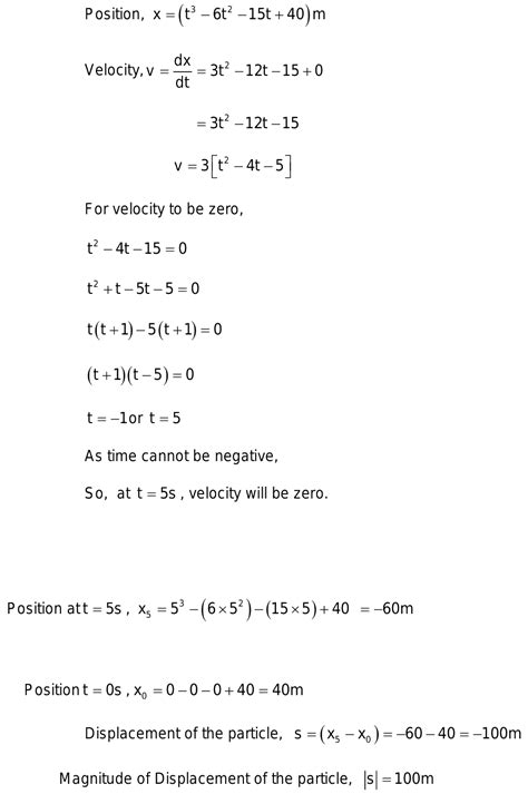 a particle is moving along a straight line and its position is given by the relation x t 3 6t 2