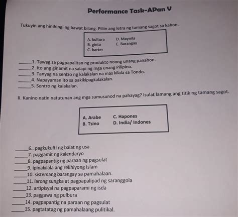 Tukuyin Ang Hinihingi Ng Bawat Bilang Piliin Ang Letra Ng Tamang Sagot