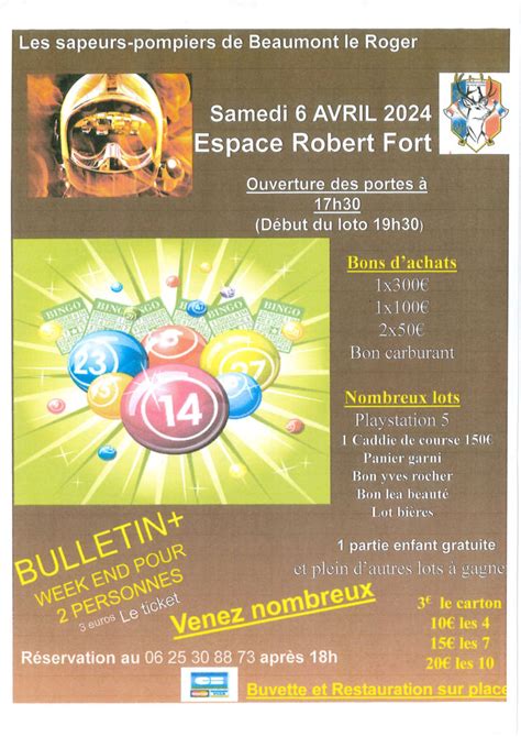 Loto Des Pompiers Samedi Avril L Espace Robert Fort Mairie De