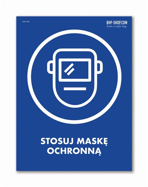Nakaz Stosowania Maski Ochronnej Z Opisem Znak Nakazu BHP SHOP