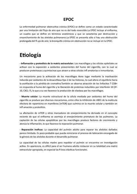 EPOC 1 Epoc EPOC La enfermedad pulmonar obstructiva crónica EPOC