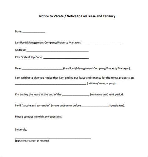 Sample Notice To Vacate Letters Pdf Word Sample Templates