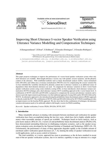 pdf improving short utterance i vector speaker verification using utterance variance modelling