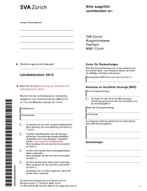 Ausfüllbar Online svazurich Lohndeklaration 2015 SVA Z rich