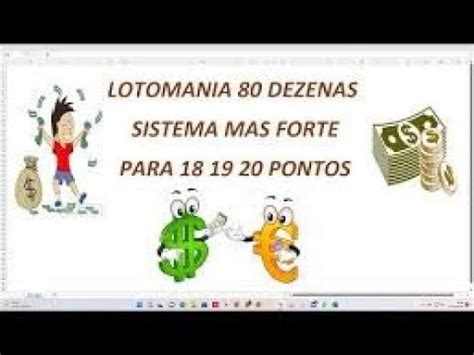 LOTOMANIA 80 DEZENAS ULTRA FORTE PARA 19 E 20 PONTOS YouTube