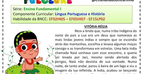 Atividade de interpretação da lenda da vitória régia de acordo a bncc
