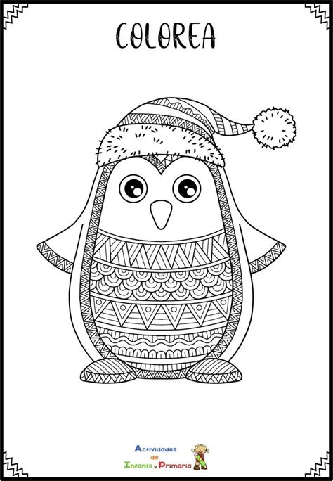 Dibujos para colorear de Navidad Diseño mandalas Penguin coloring