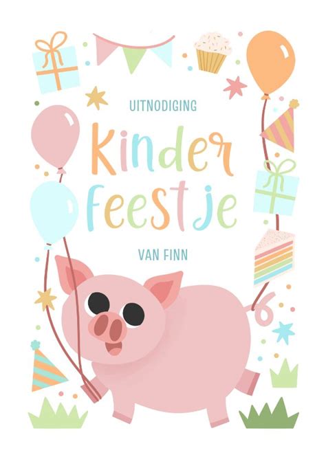 Vrolijke Uitnodiging Kinderfeestje Met Kaartje2go