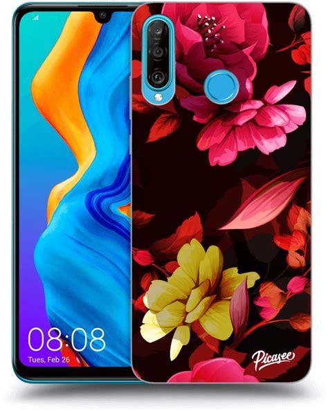 Picasee Silikonowe Czarne Etui Na Huawei P30 Lite Dark Peonny Etui Na