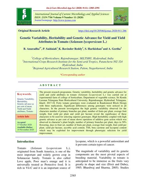 pdf genetic variability heritability and genetic advance for yield and yield attributes in