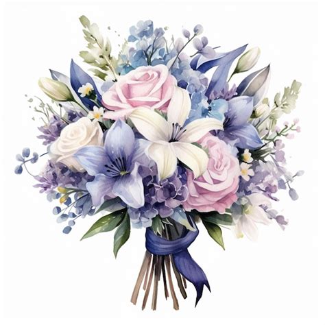 Premium Ai Image There Is A Bouquet Of Flowers With Blue And Pink