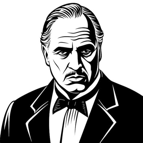 Un Dibujo En Blanco Y Negro De Un Hombre En Un Tuxedo Vector Premium