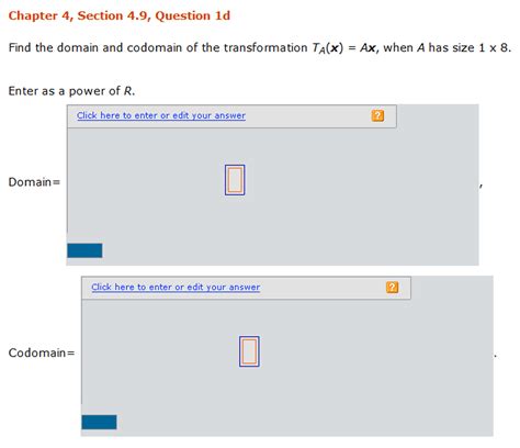 solved find the domain and codomain of the transformation