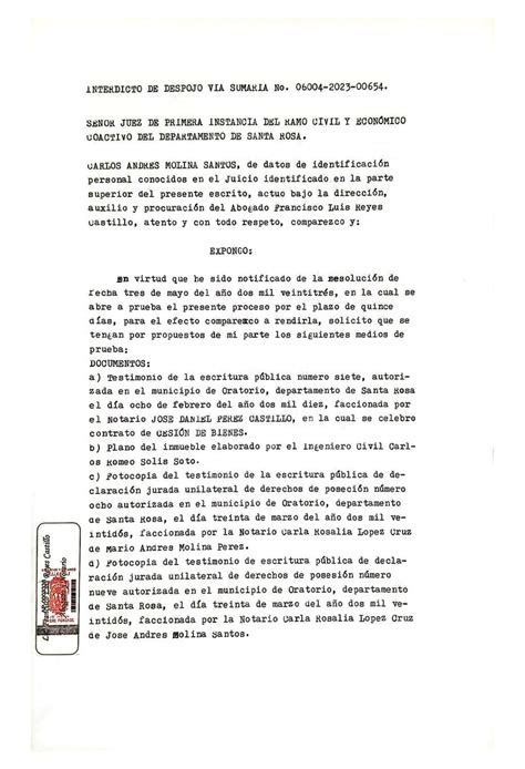 Escrito De Proposicion De Prueba Derecho Procesal Civil Y Mercantil