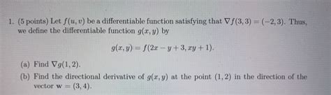 solved 1 5 points let f u v be a differentiable