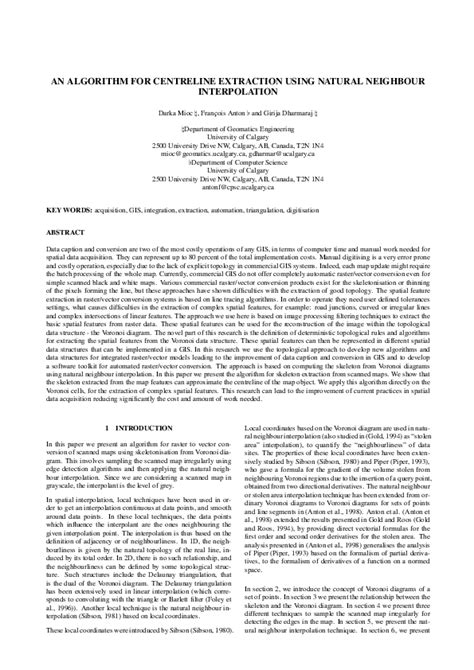 pdf an algorithm for centreline extraction using natural neighbour interpolation darka mioc