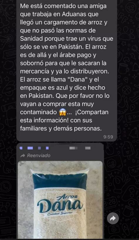Arroz Dana Contaminado en México desmienten información falsa que