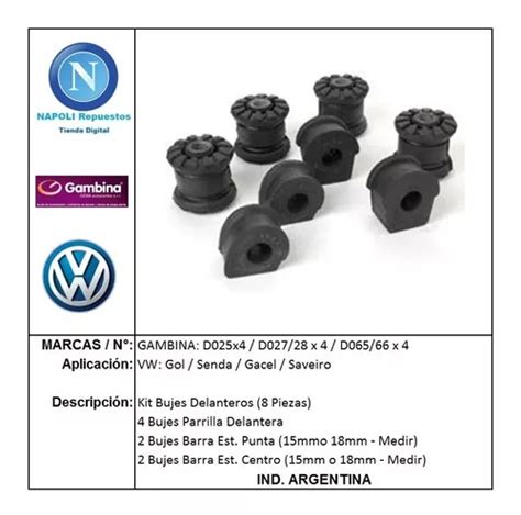 Kit Bujes Vw Gol Senda Gacel Saveiro Del 8p Gambina En Venta En