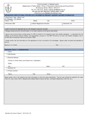 Fillable Online Mass MA Online PMP Intern Or Resident Enrollment Form