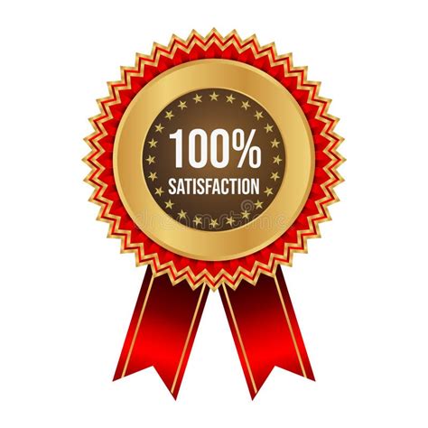 100 Percent Satisfaction Guaranteed Golden And Red Medal Label Icon