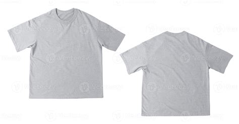 Blank Grey Oversize T Shirt Mockup Front And Back Isolated On White