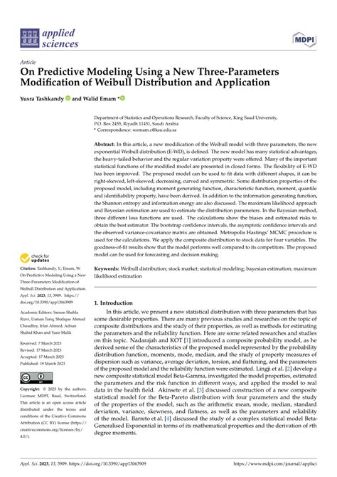pdf on predictive modeling using a new three parameters modification of weibull distribution