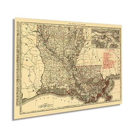 Historix Vintage 1896 Map Of Louisiana 18x24 Inch Vintage Map Of