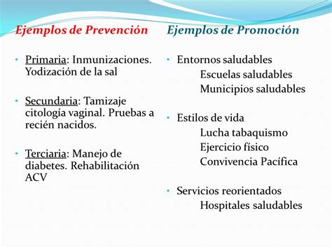 Ejemplos De Prevencion Primaria Secundaria Y Terciaria De La Salud
