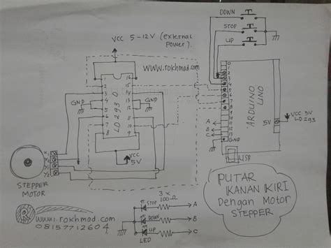Kontrol Putar Kanan Kiri Atau UP DOWN Dengan Motor Stepper Dan