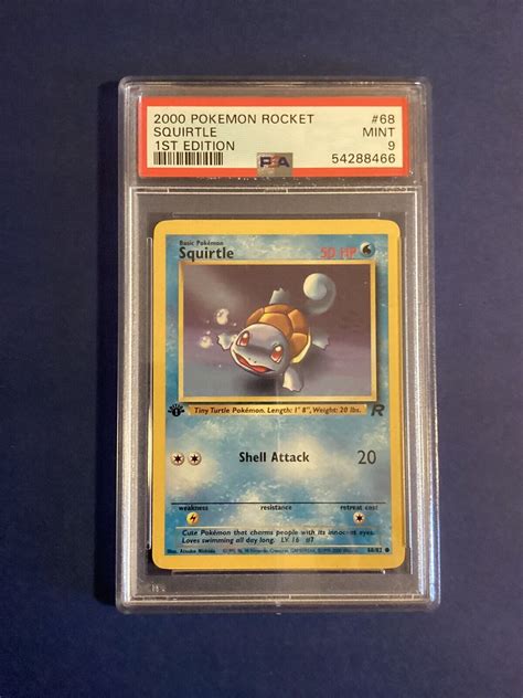 Squirtle 1st Edition PSA 9 2000 Pokemon Team Rocket TCG Card Values MAVIN