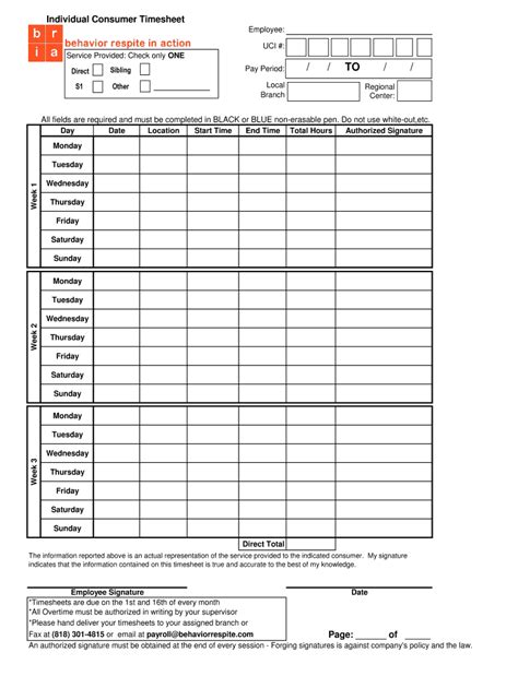 NON NLACRC Timesheet Behavior Respite Fill Out Sign Online DocHub
