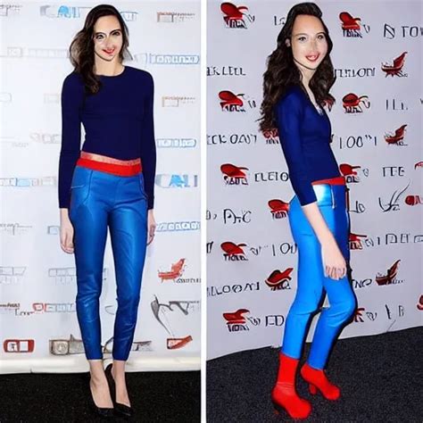 Beautiful Girl Gal Gadot Model With Blue Pants And Red Shoes Arthub Ai