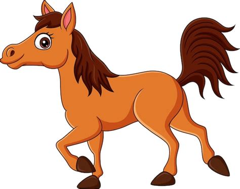 Caballo marrón de dibujos animados aislado sobre fondo blanco Vector
