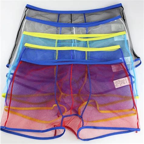 Sexy Men Boy Mesh See Through Boxers Transparent Boxer Shorts Men S