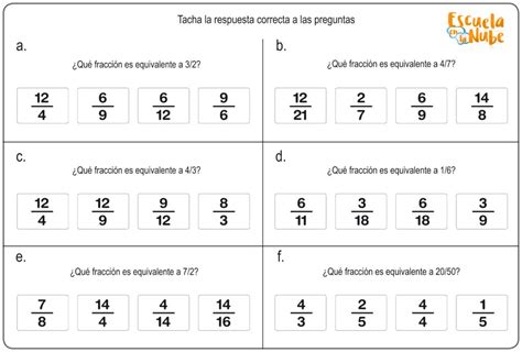 Fracciones Ejercicios de matemáticas para primaria