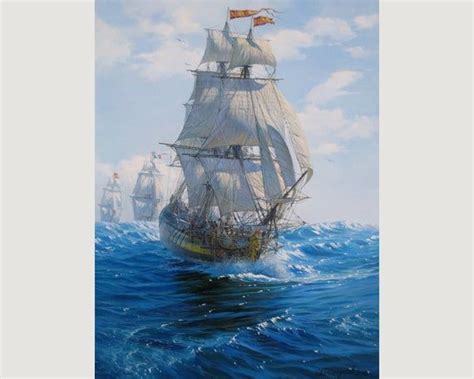 Sail Ship Oil Painting Original By Alexander Shenderov Ocean Painting