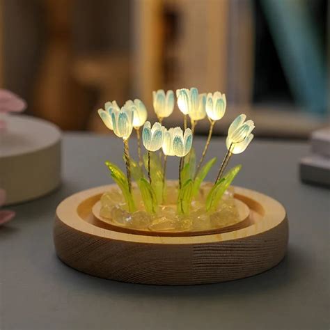 Cloud Tulip Night Light Handmade DIY Material Flower Home Decor Mirror