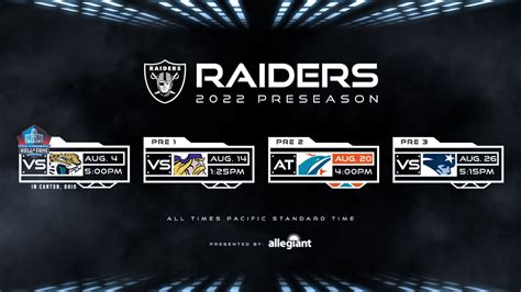 Raiders Finalize Preseason Schedule