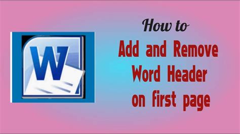 how to add and remove word header on first page only youtube