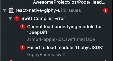 ios build project failed cannot load underlying module · issue 2 · jesster2k10 react native