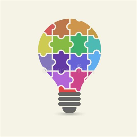 Vector Concept Of Creative Teamwork With Light Bulb Puzzle And Human