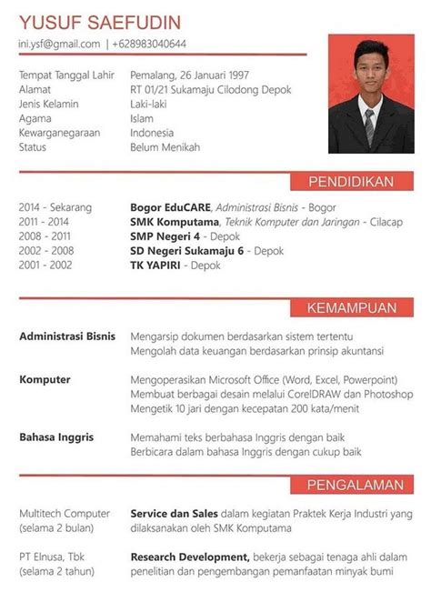 Contoh Daftar Riwayat Hidup Mahasiswa RajaLoker Artikel